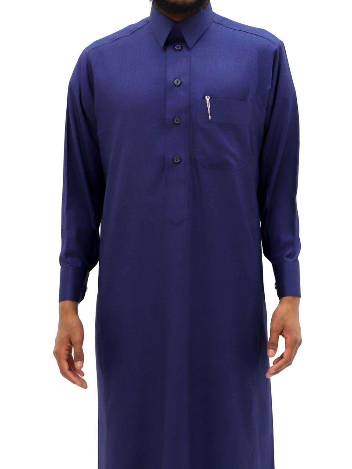 Azure Blue Saudi Collared Thobe | As Saaliheen